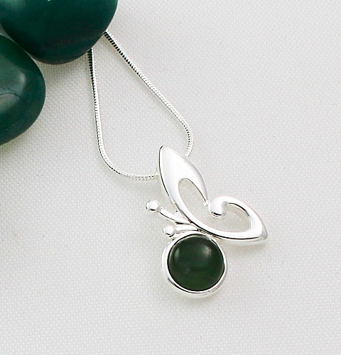 Jade Small Butterfly Pendant in Silver Plate | Red Bear Jewellery